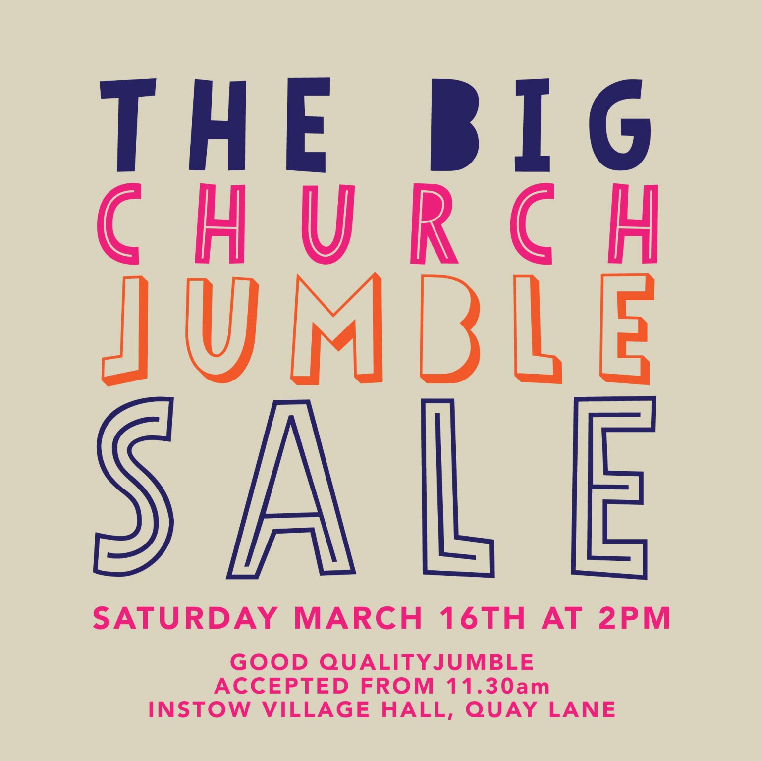 March 16th: The Big Church Jumble Sale – Instow Village Hall
